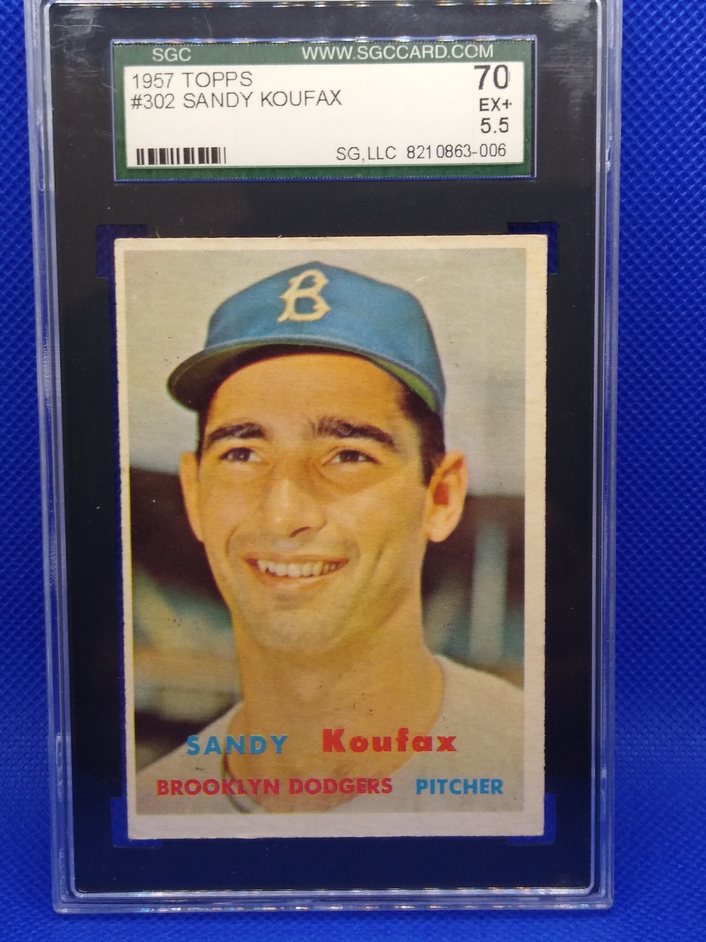 1957 Topps Sandy Koufax Brooklyn Dodgers SGC 5.5 EX Los Angeles Dodgers ...