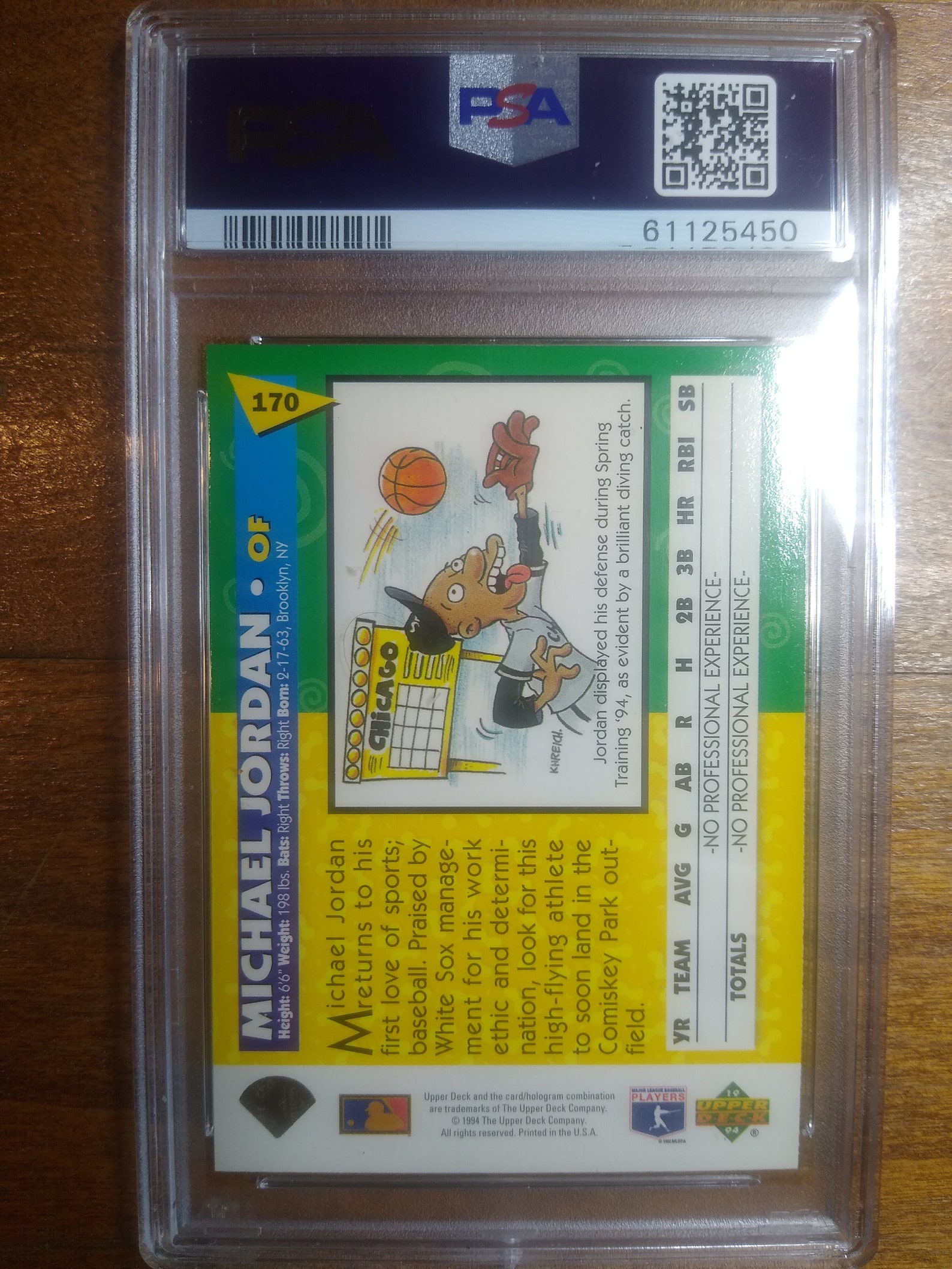 1994 Upper Deck Fun Packs Michael Jordan Chicago White Sox Rookie PSA 9 ...