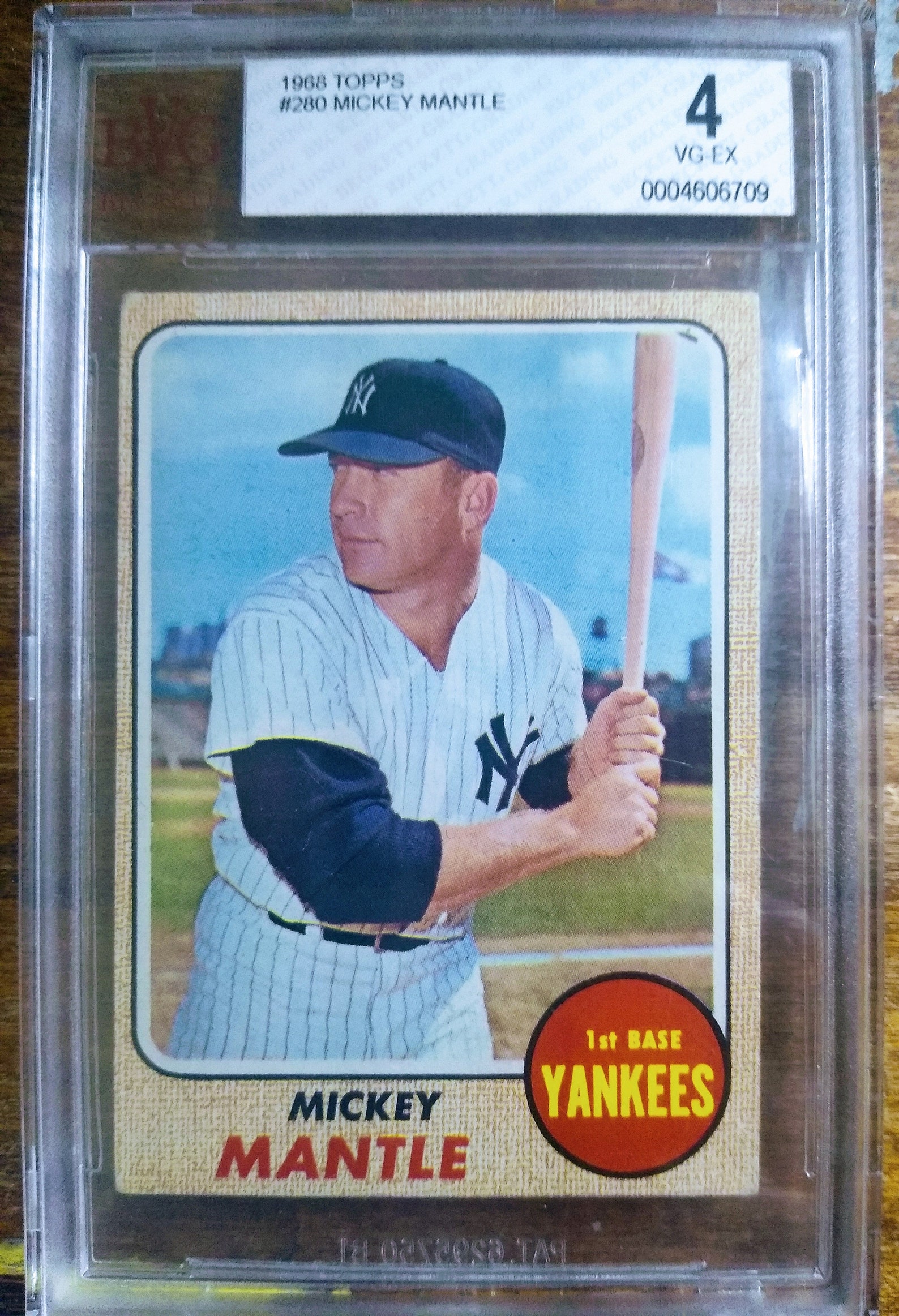 1968 Topps 280 Mickey Mantle New York Yankees Bvg 4 - Etsy