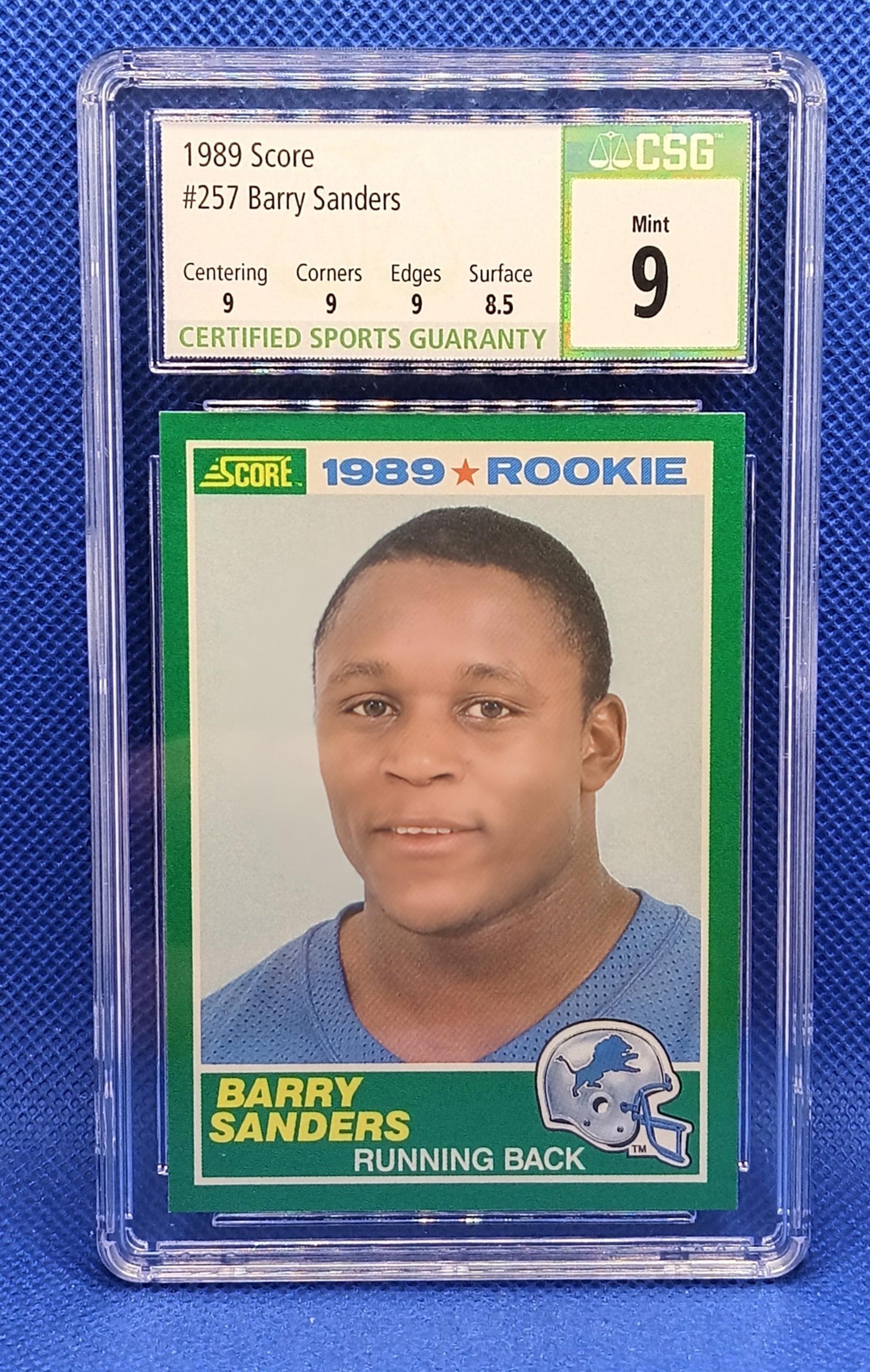 1989 Score Football Barry Sanders Rookie CSG Mint 9 Detroit Lions - Etsy