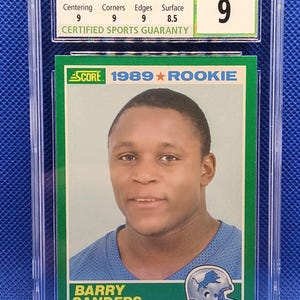 1989 Score Football Barry Sanders Rookie CSG Mint 9 Detroit Lions - Etsy
