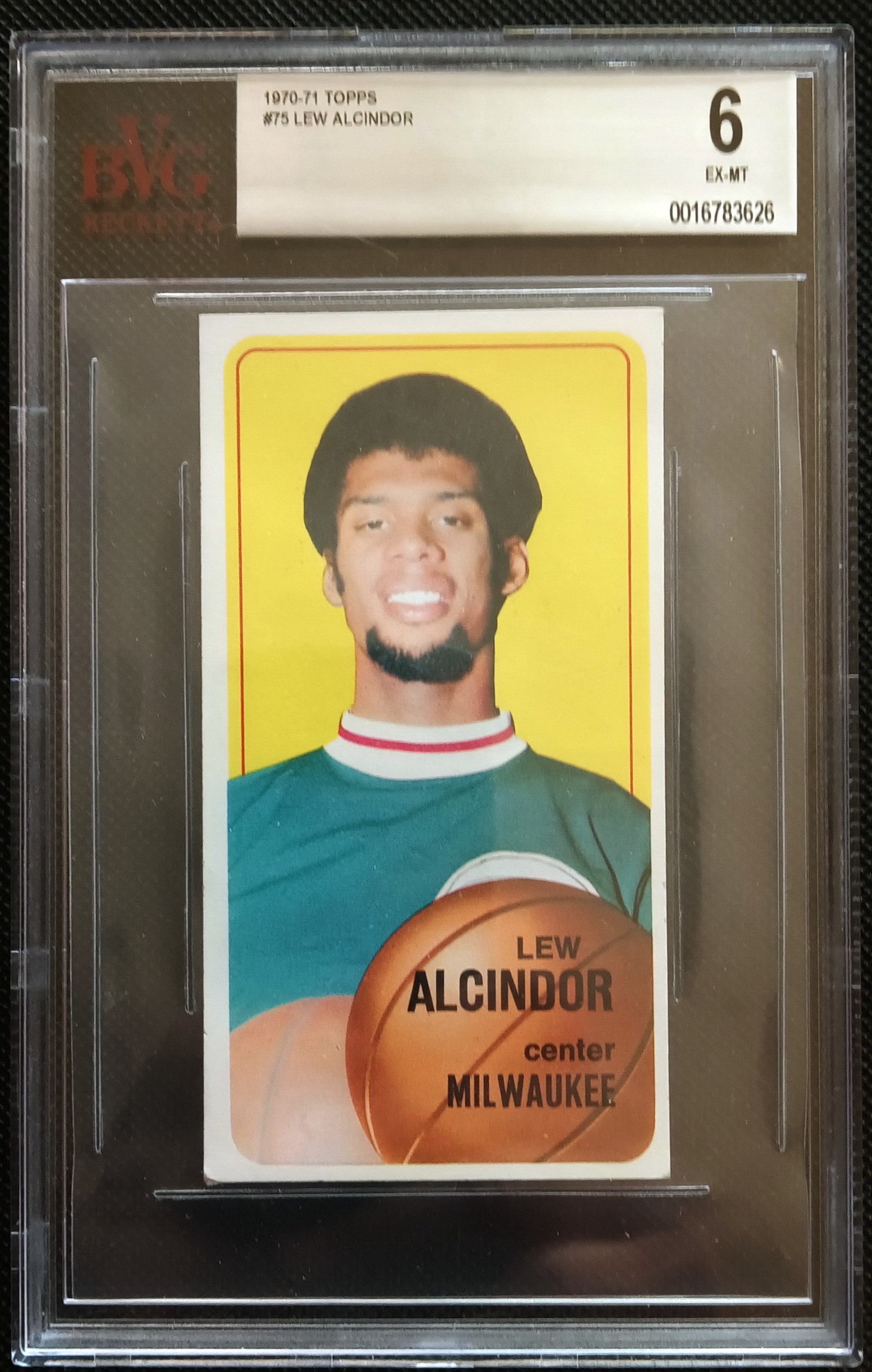 1970-71 Topps Lew Alcindor Kareem Abdul Jabbar 75 BVG 6 Exmt Second ...