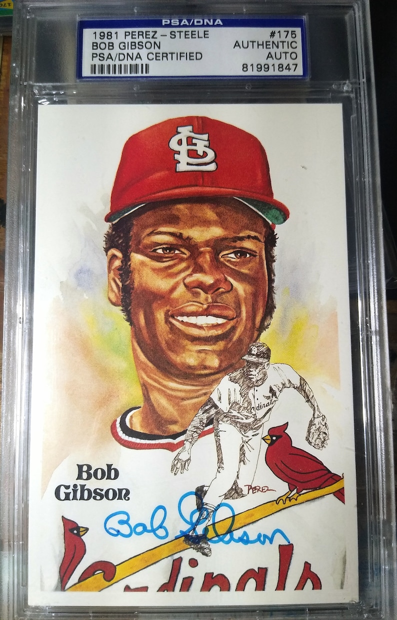 Bob Gibson PSA Authentic Autograph Perez Steele Hall of Fame Post Card ...