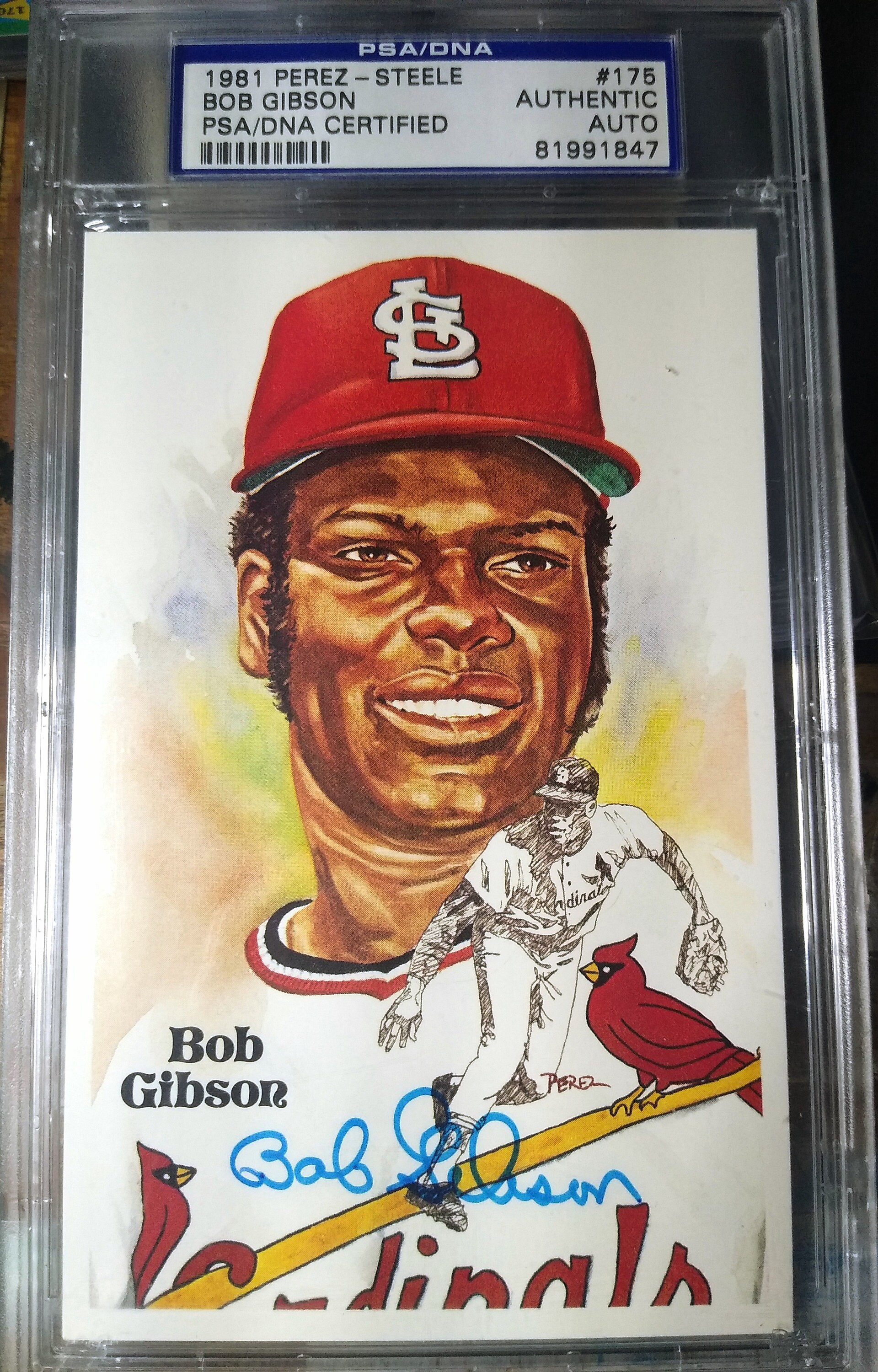 Bob Gibson PSA Authentic Autograph Perez Steele Hall of Fame Post Card ...