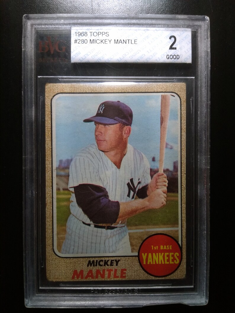 1968 Topps 280 Mickey Mantle New York Yankees BVG 2 Good - Etsy