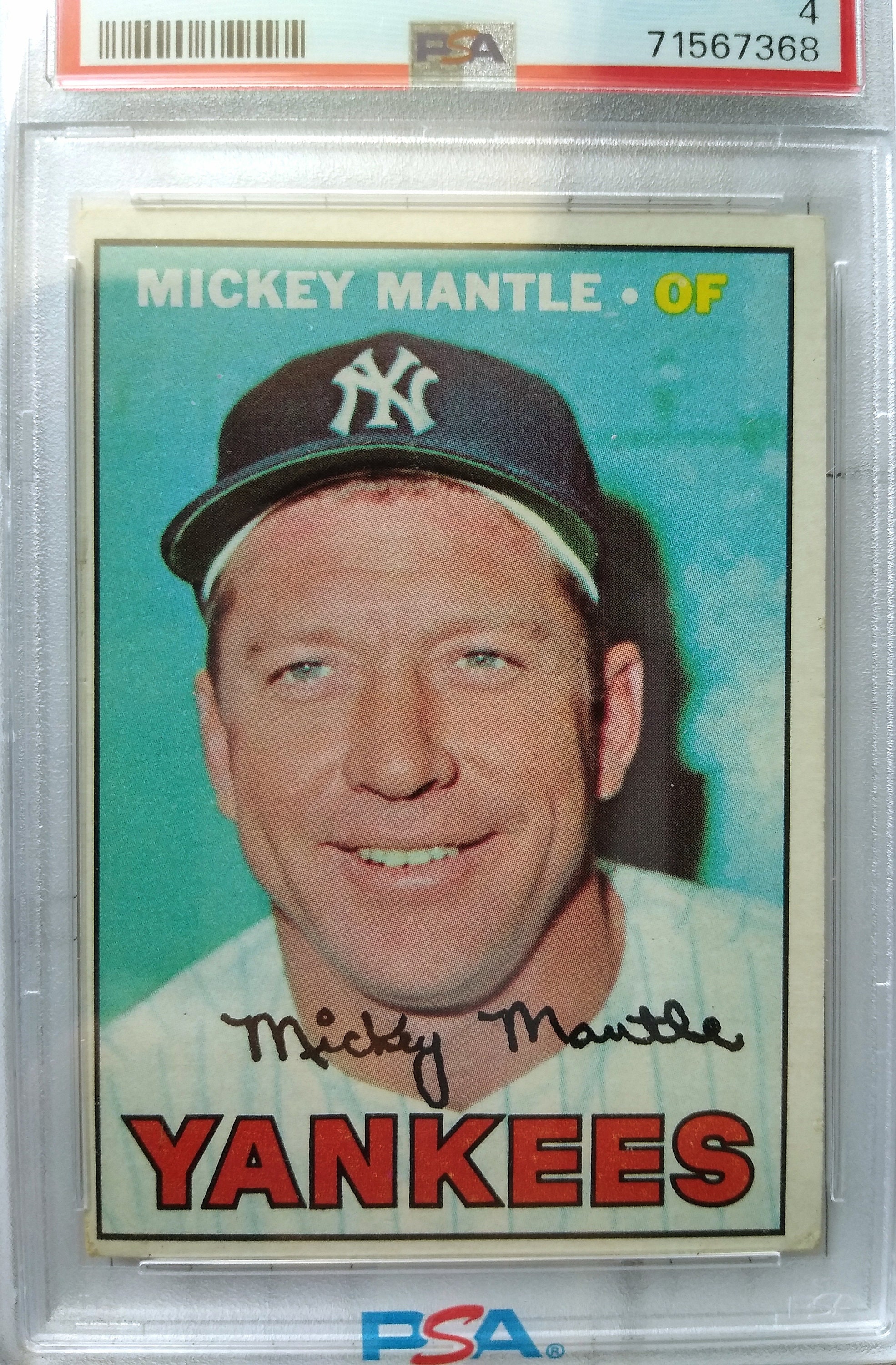 1967 Topps Mickey Mantle New York Yankees PSA 4 VG ex Ebay ...