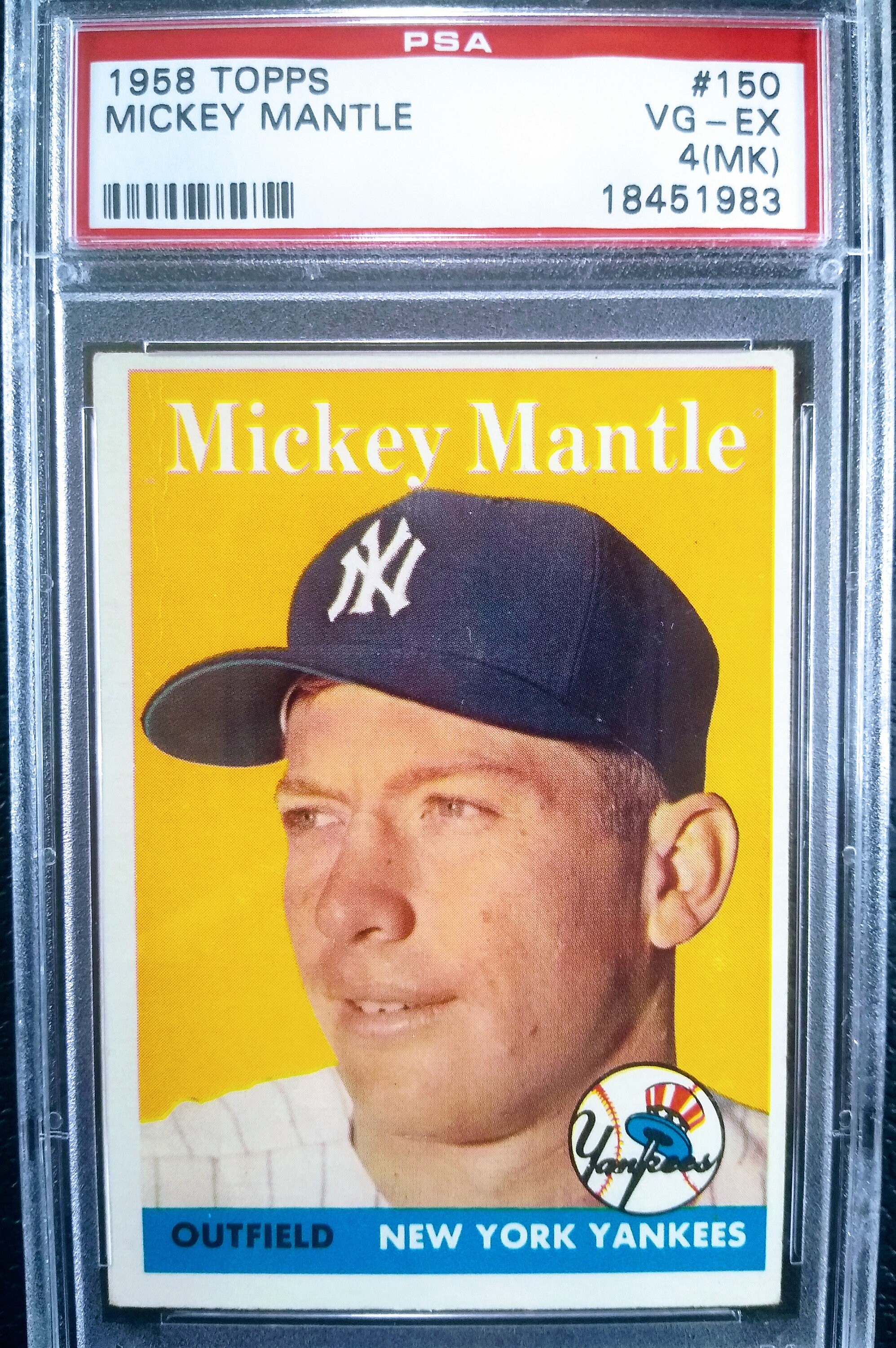 1958 Topps 150 Mickey Mantle spears New York Yankees PSA 4 VG-EX mark ...