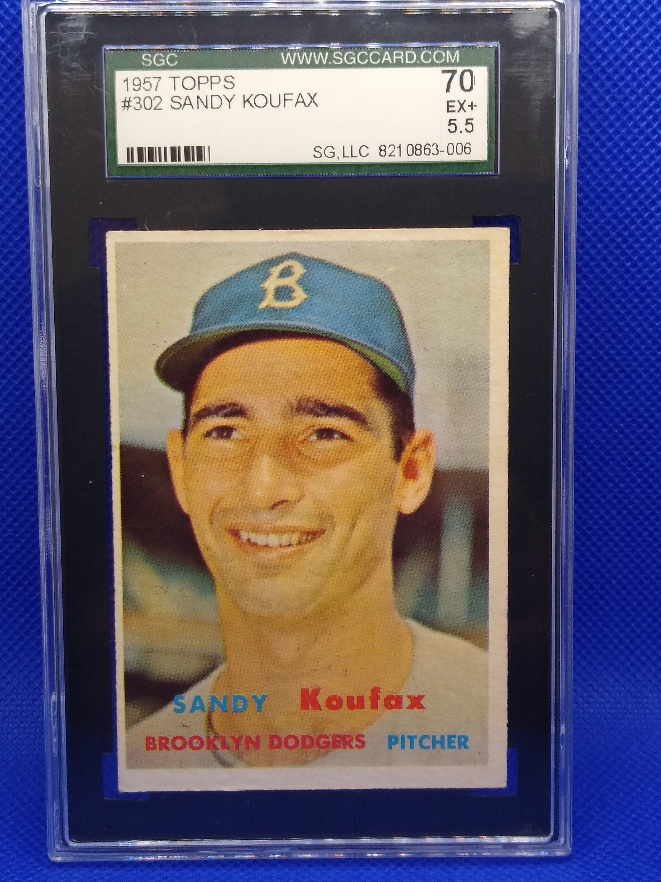 1957 Topps Sandy Koufax Brooklyn Dodgers SGC 5.5 EX Los Angeles Dodgers ...