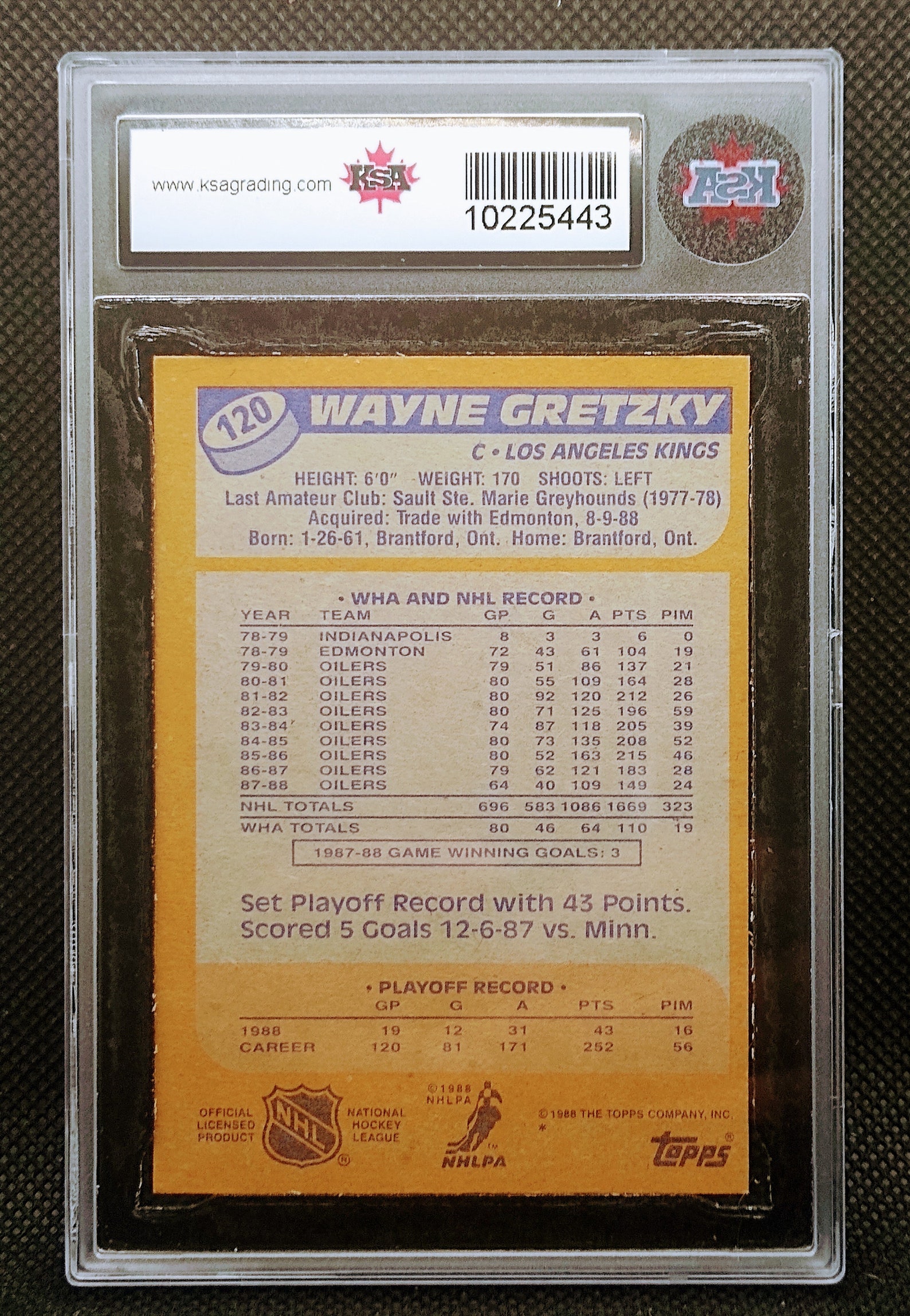 1988-89 Topps 120 Wayne Gretzky First Los Angeles Kings Card - Etsy