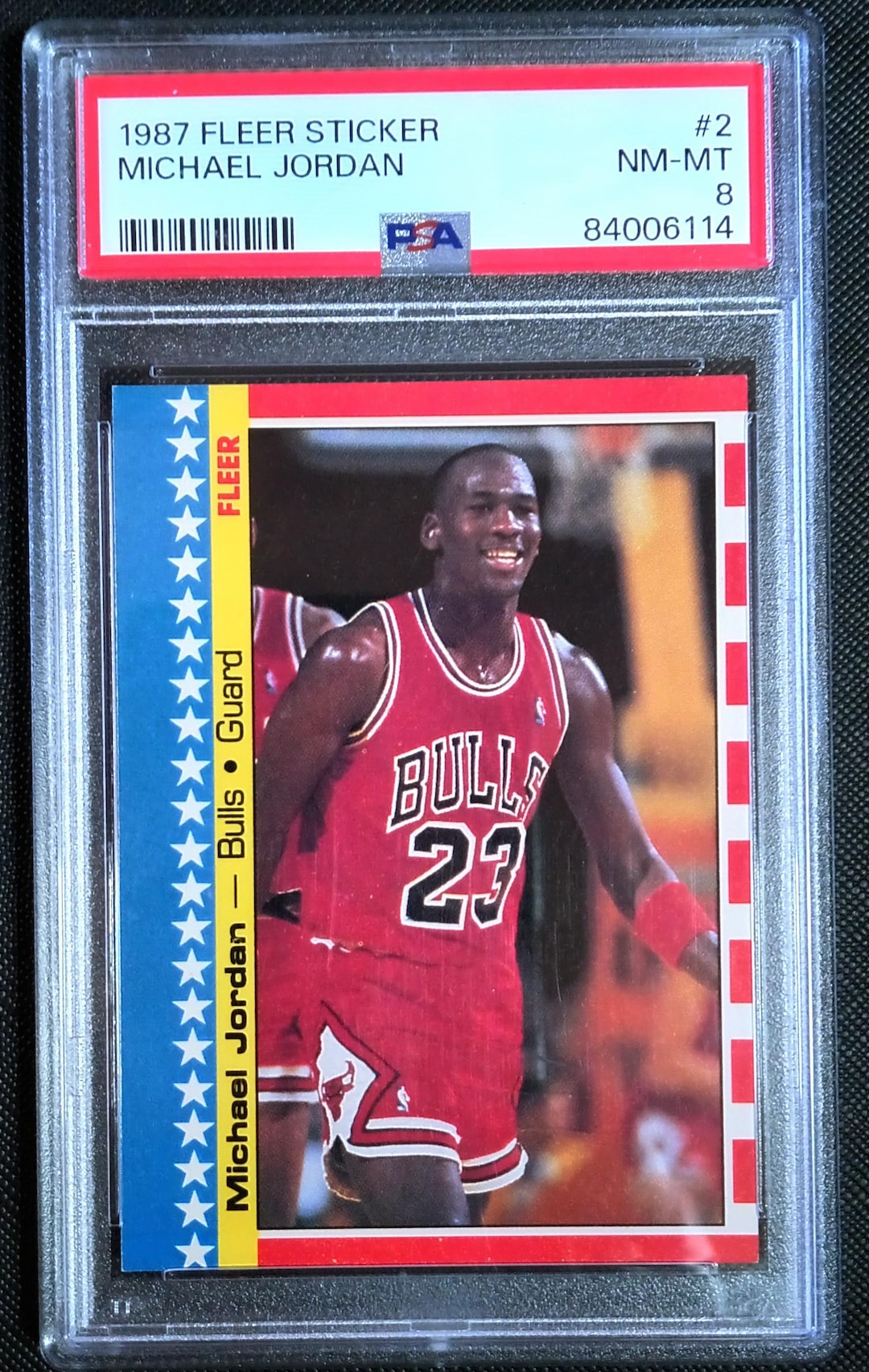 1987 Fleer Sticker #2 Michael Jordan Chicago Bulls PSA Nrmt 8 - Etsy