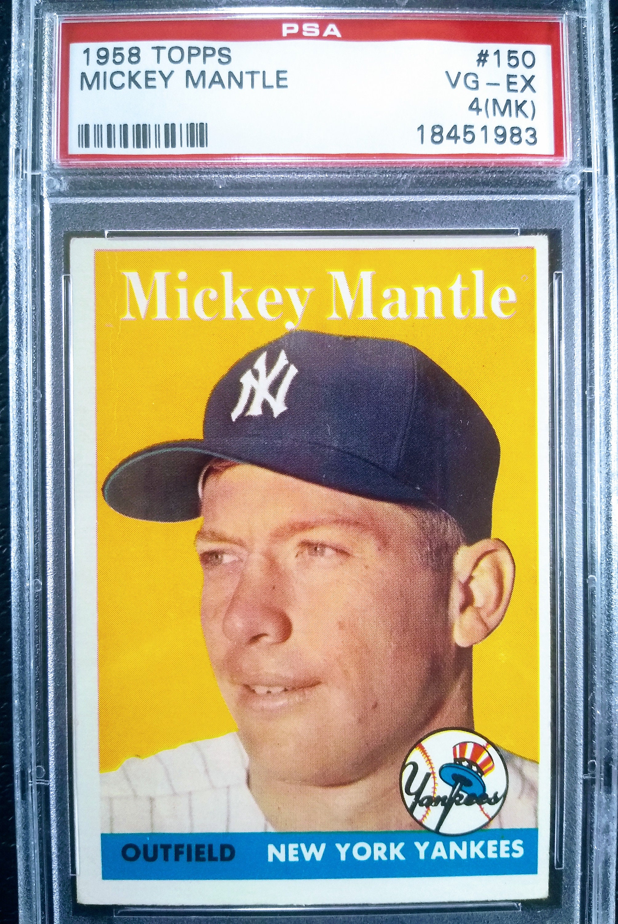 1958 Topps 150 Mickey Mantle spears New York Yankees PSA 4 VG-EX mark ...
