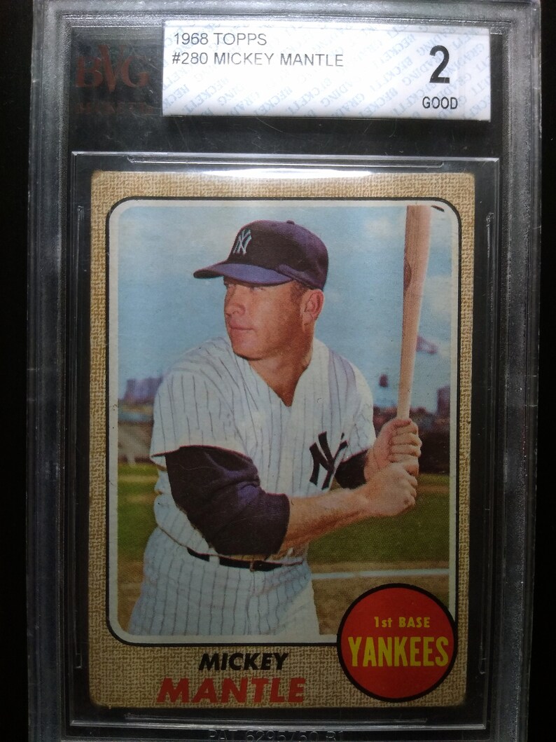1968 Topps 280 Mickey Mantle New York Yankees BVG 2 Good - Etsy