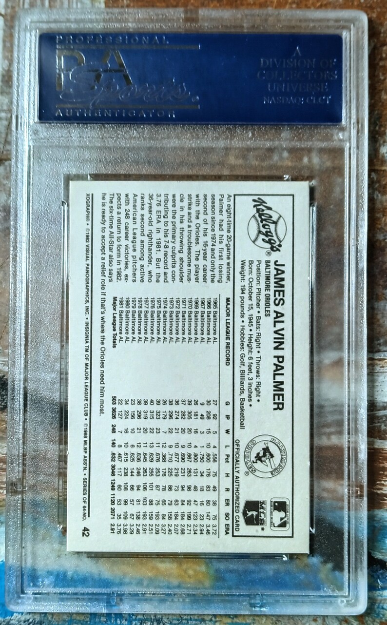 1982 Kellogg's 3-D Superstars Jim Palmer Baltimore Orioles - Etsy