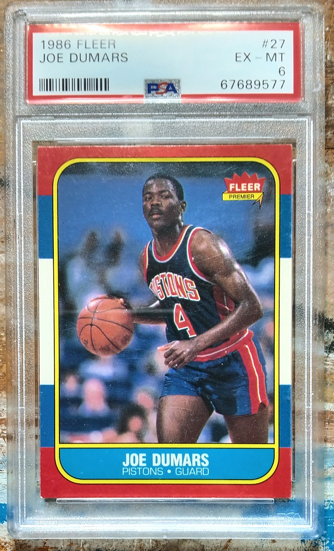 1986 Fleer Basketball Joe Dumars Rookie Card Detroit Pistons PSA 6 Ex ...