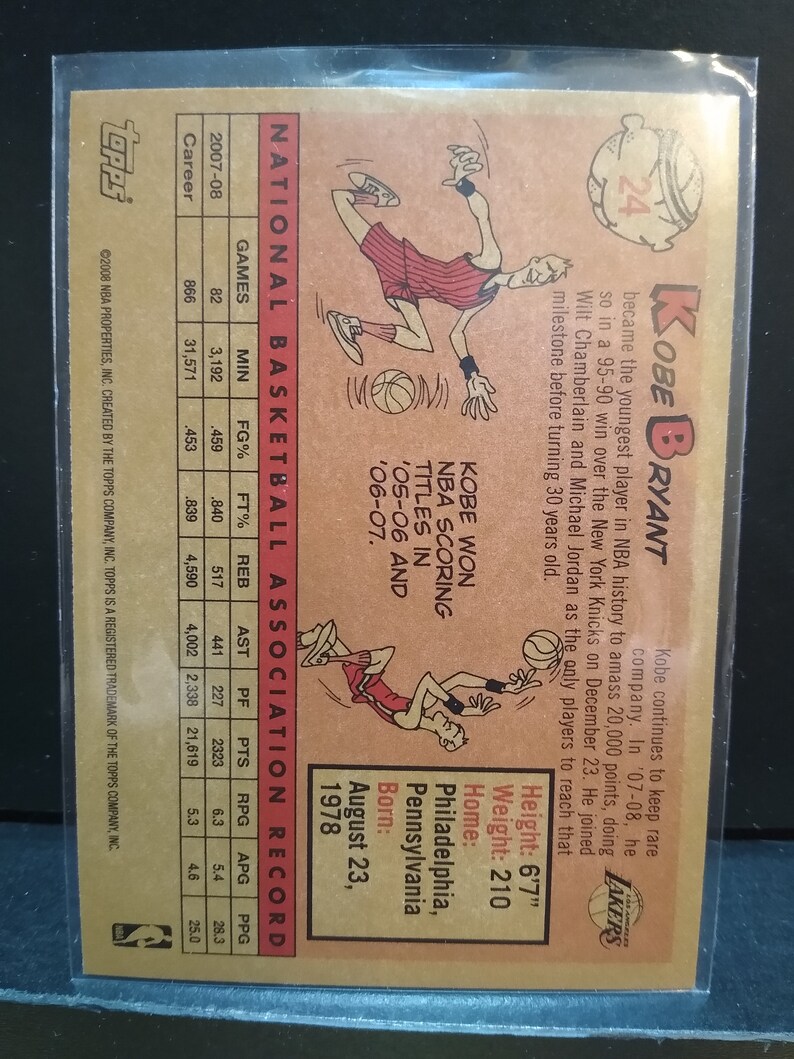 2008-09 Topps Basketball 1958-59 Variation 24 Kobe Bryant Los - Etsy