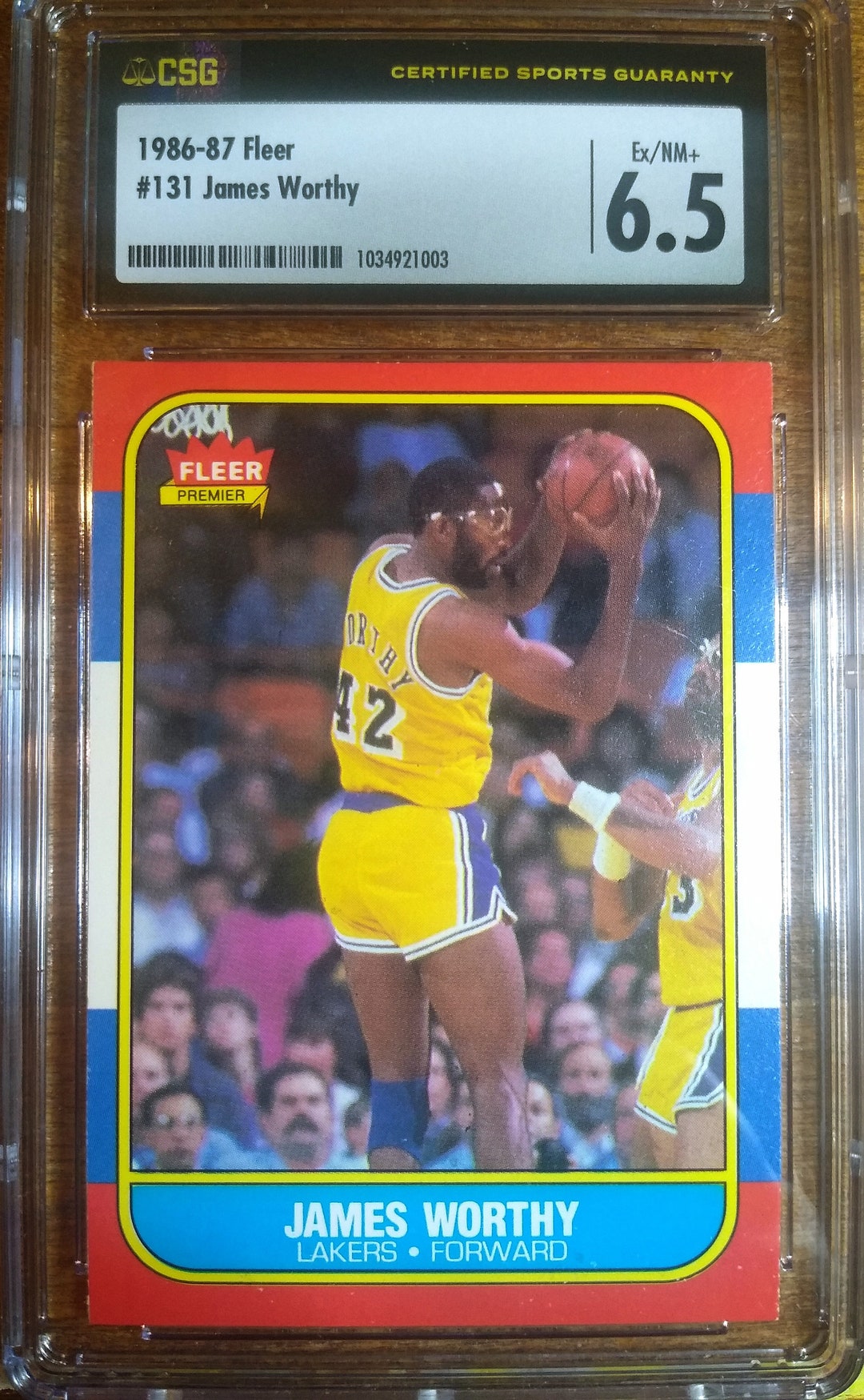 1986 Fleer Basketball #131 James Worthy Rookie Los Angeles Lakers CSG 6 ...