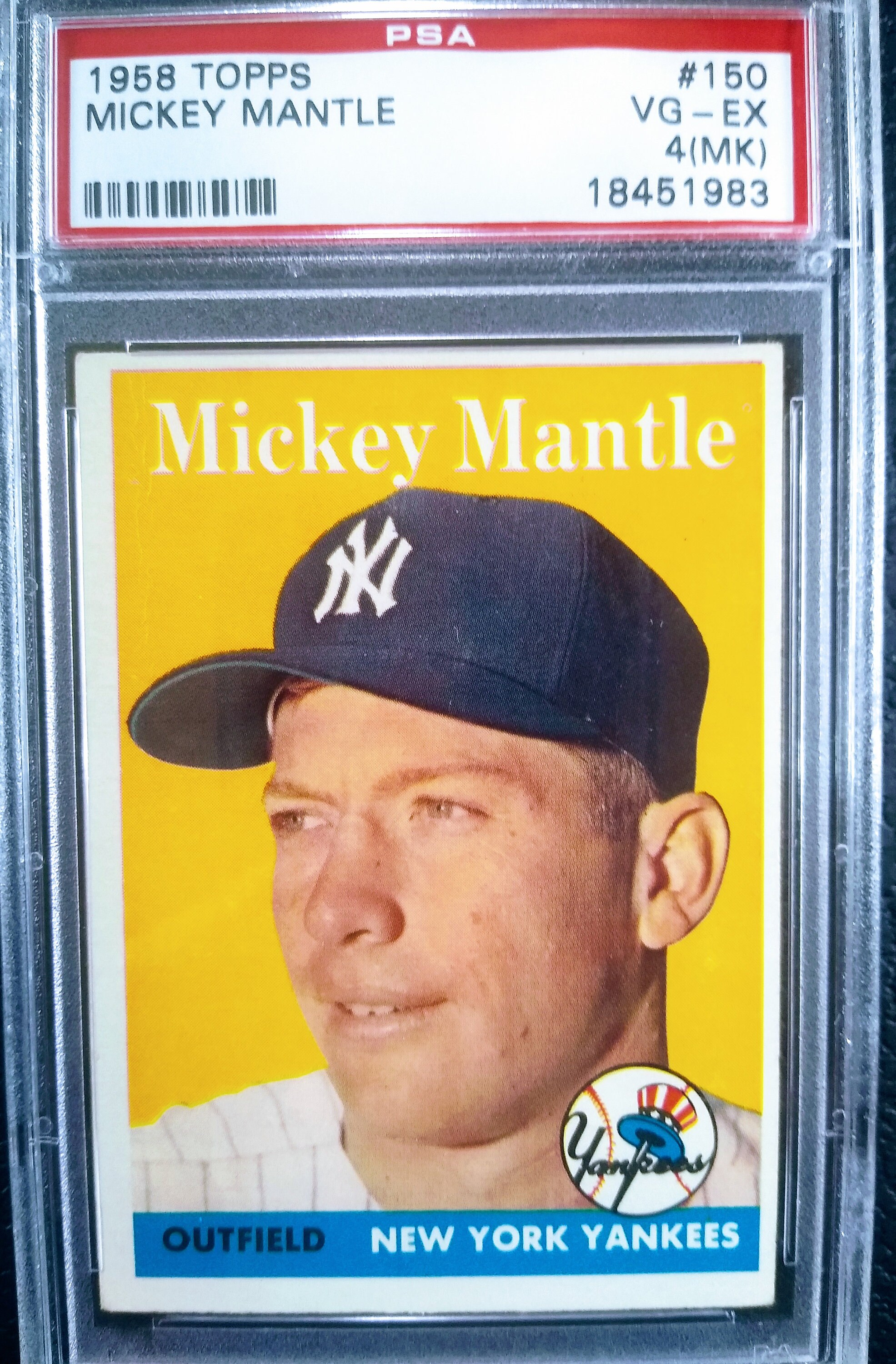 1958 Topps 150 Mickey Mantle spears New York Yankees PSA 4 VG-EX mark ...