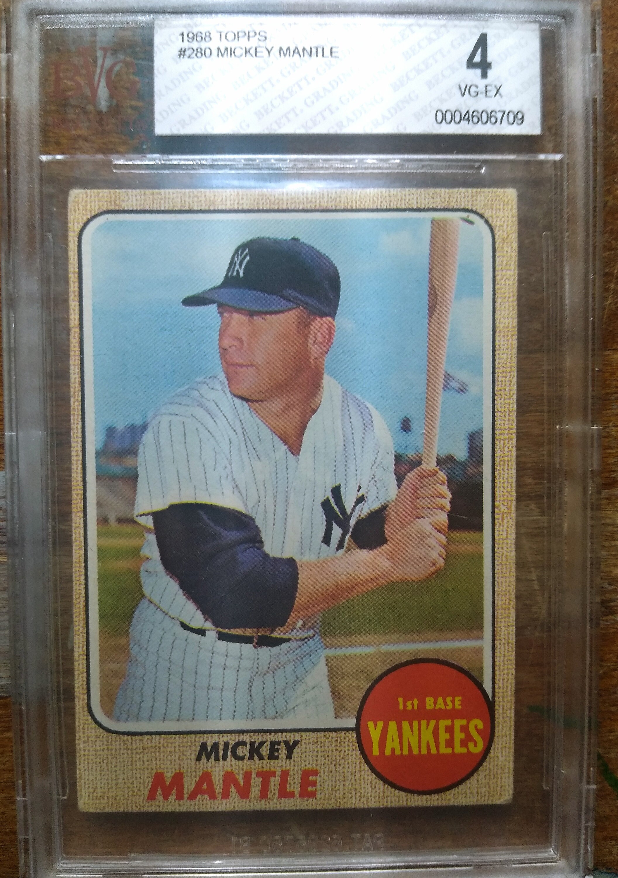 1968 Topps 280 Mickey Mantle New York Yankees BVG 4 - Etsy