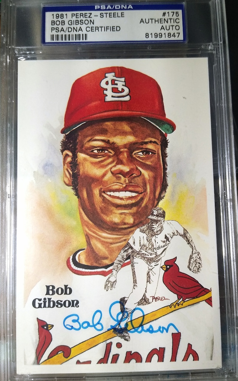 Bob Gibson PSA Authentic Autograph Perez Steele Hall of Fame Post Card ...