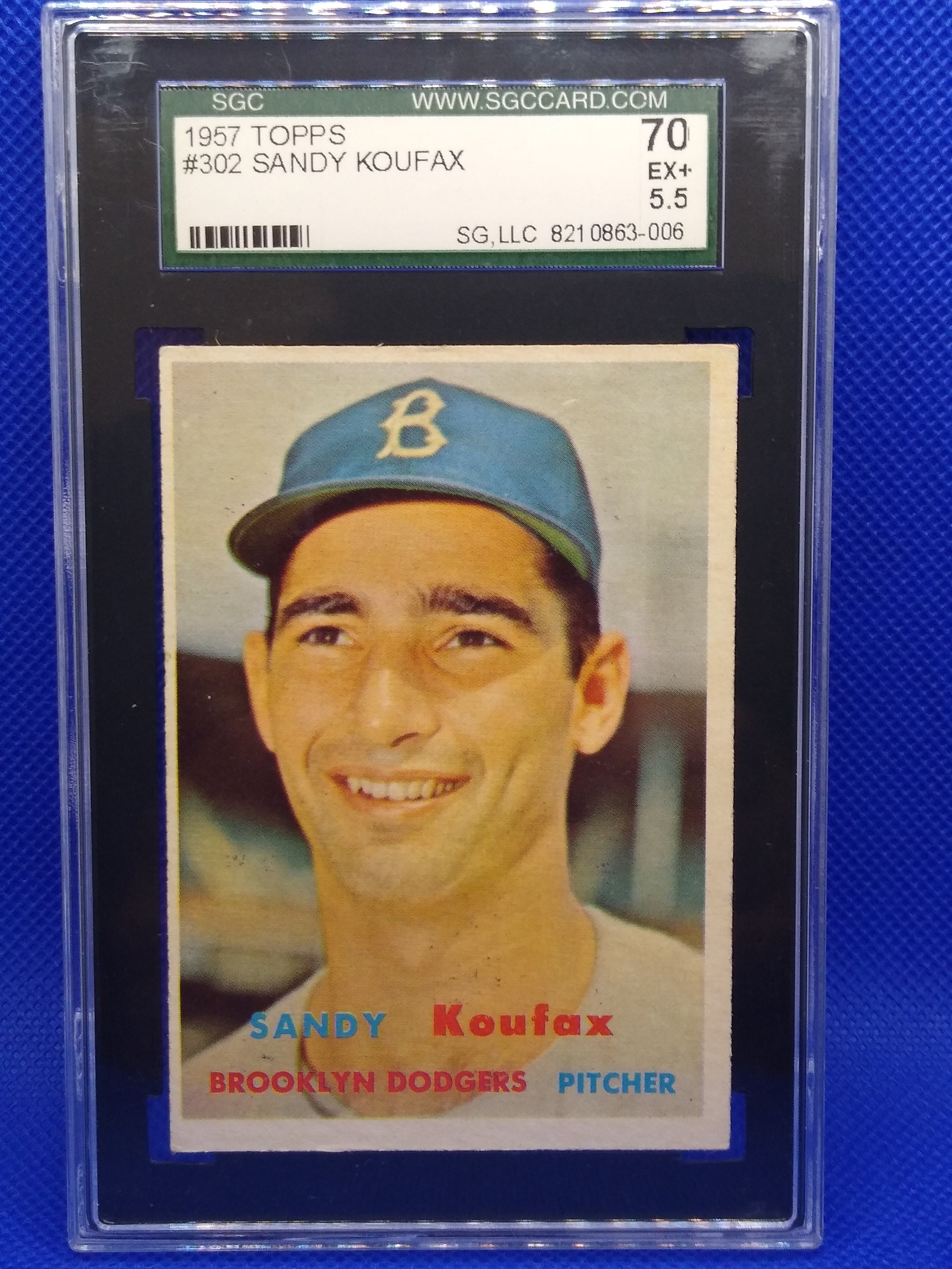 1957 Topps Sandy Koufax Brooklyn Dodgers SGC 5.5 EX Los Angeles Dodgers ...