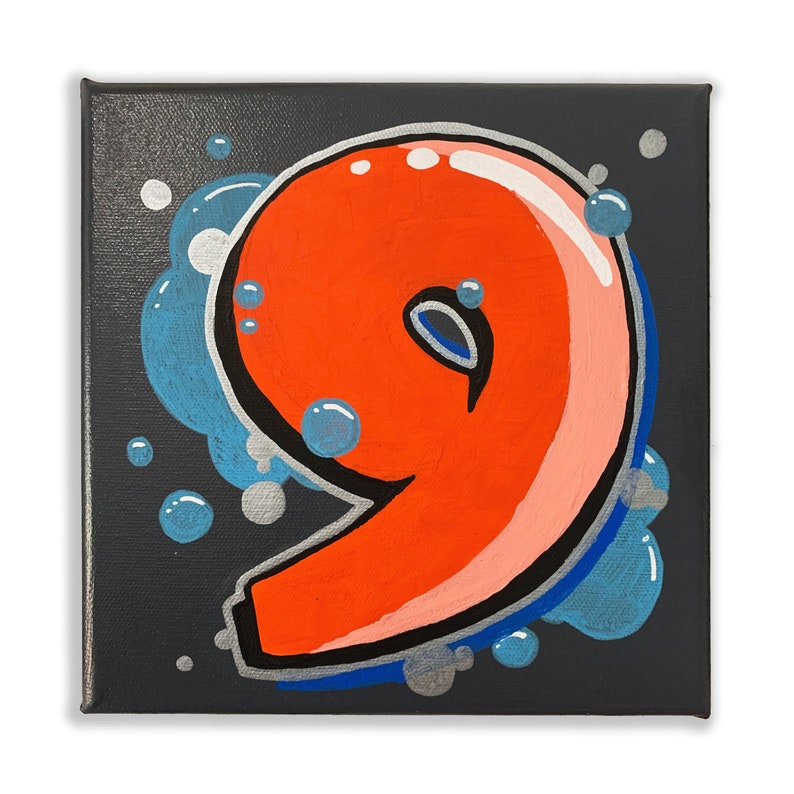 Graffiti Number 9 Art Print 12x12 inches Signed & Numbered | Etsy