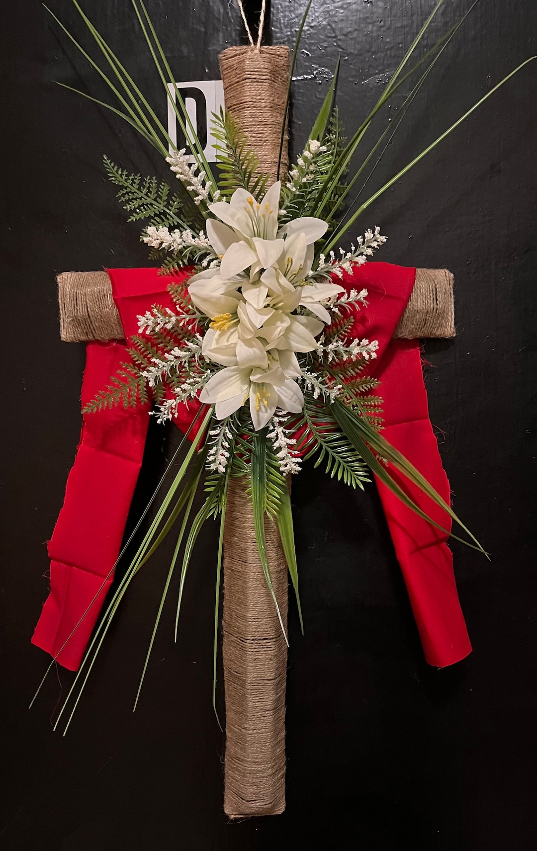 Cross Wreath With Flowers and Lights - Etsy