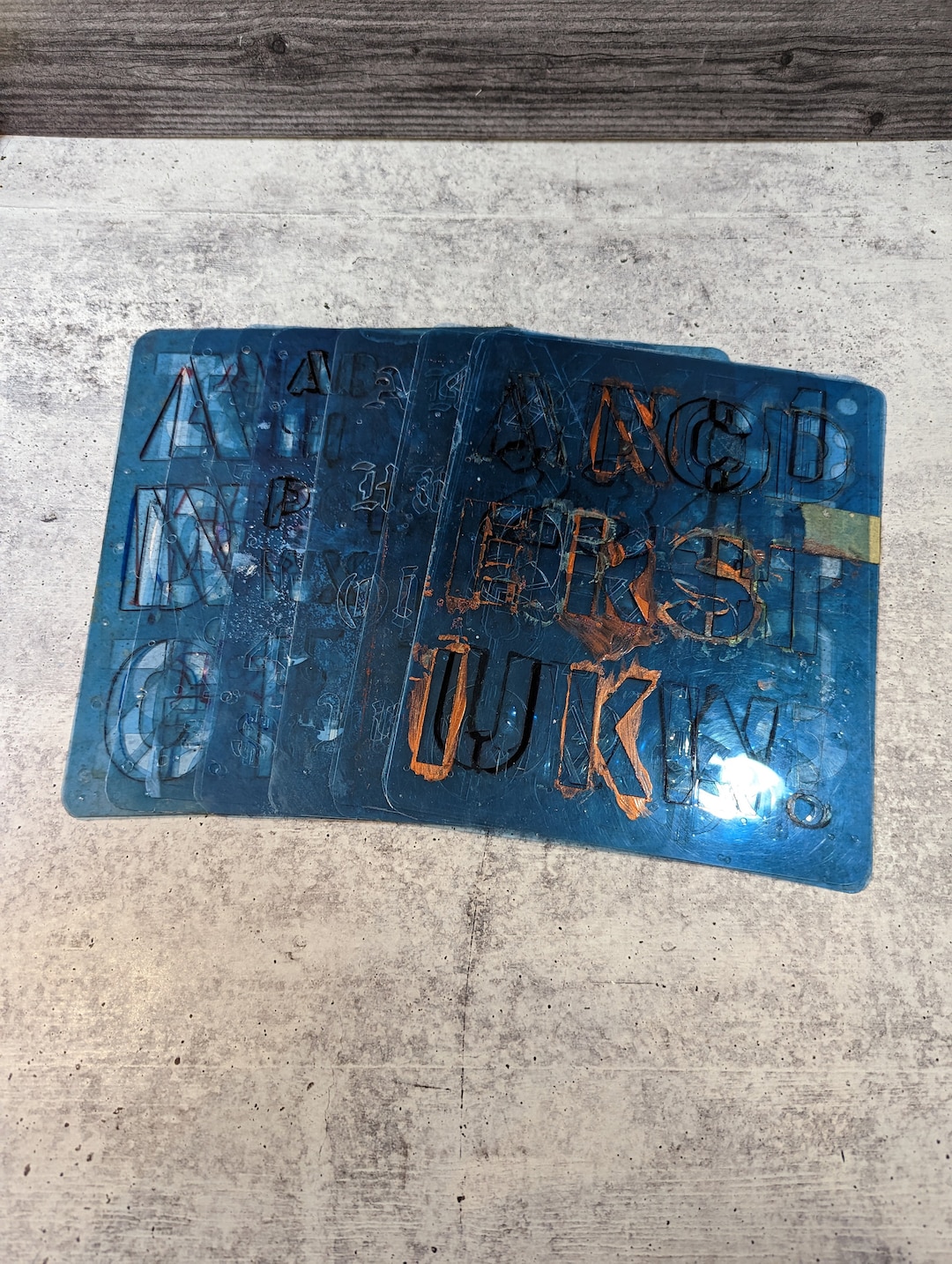 16 Sheets Assorted Fonts and Sizes Blue Acetate Stencil Letters ...