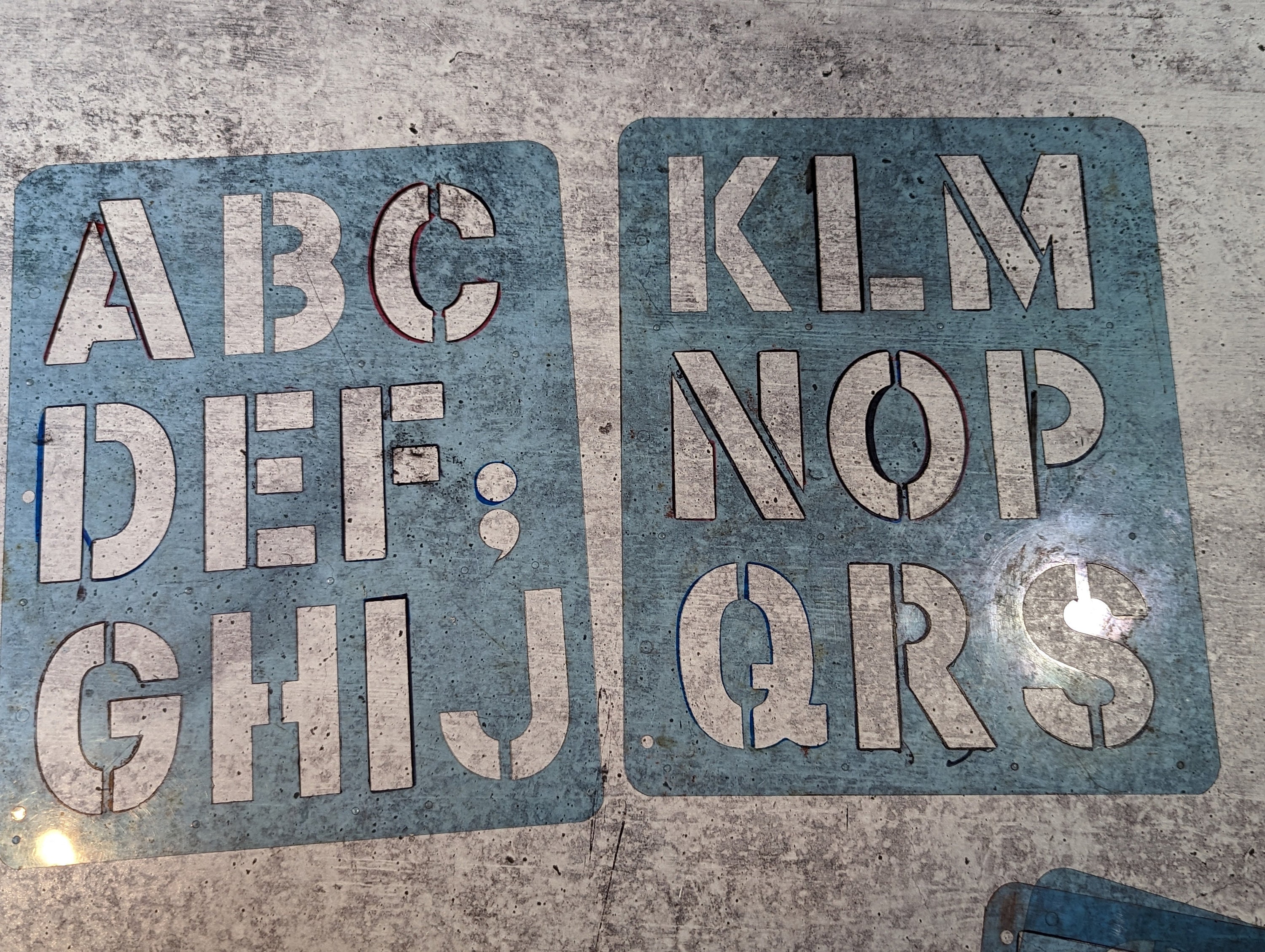 16 Sheets Assorted Fonts and Sizes Blue Acetate Stencil Letters ...