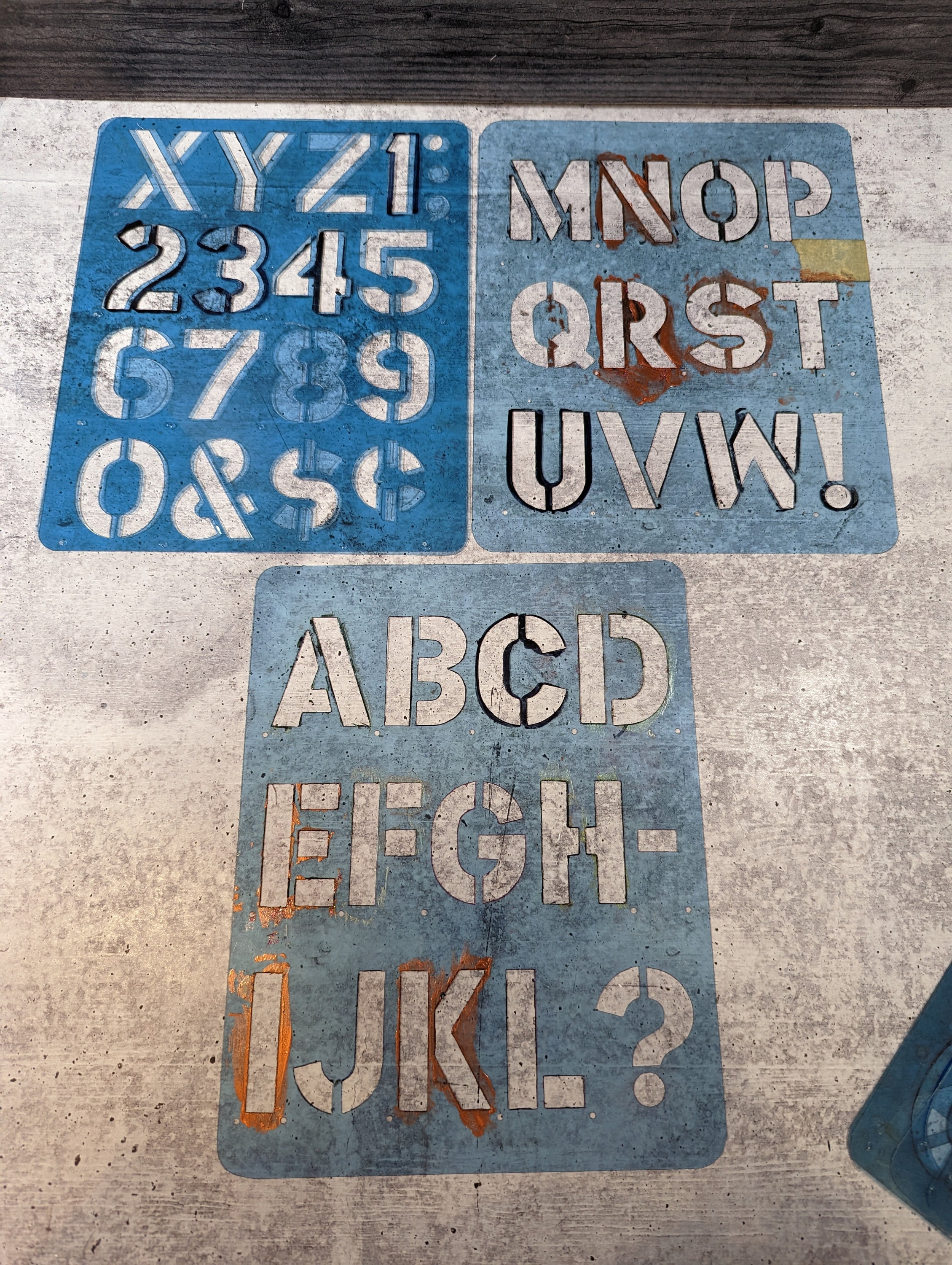 16 Sheets Assorted Fonts and Sizes Blue Acetate Stencil Letters ...