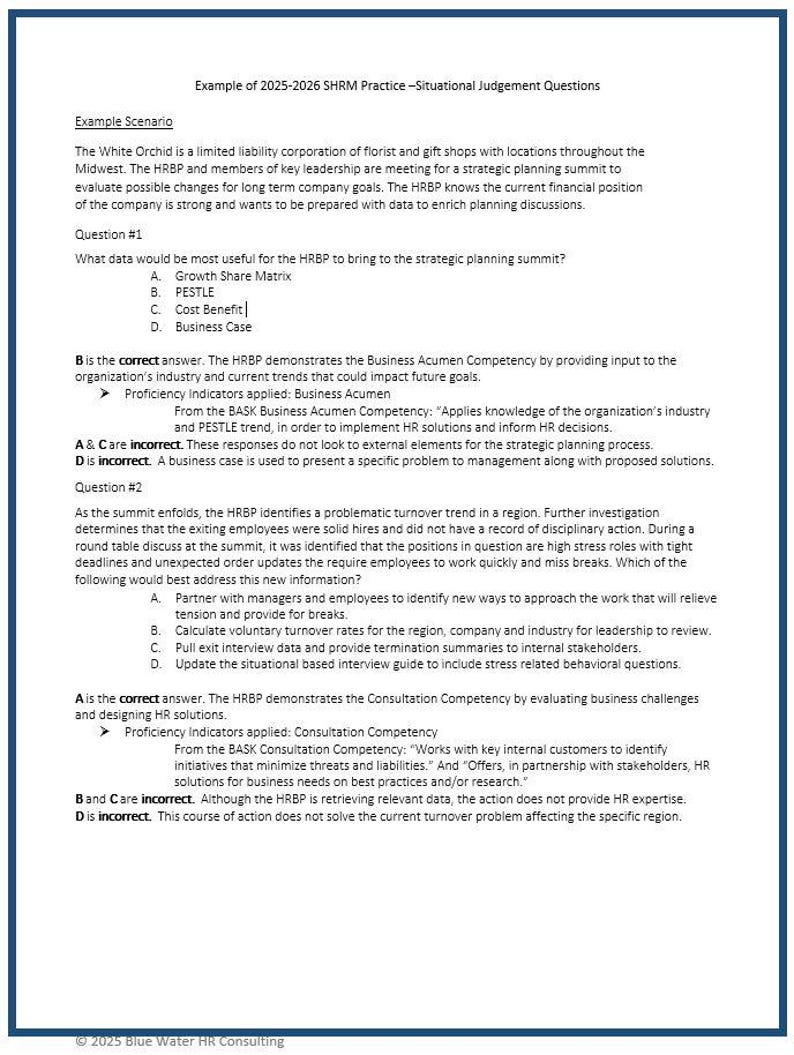 SHRM 2025-2026 Workbook Practice Questions for CP & SCP Exams - Etsy