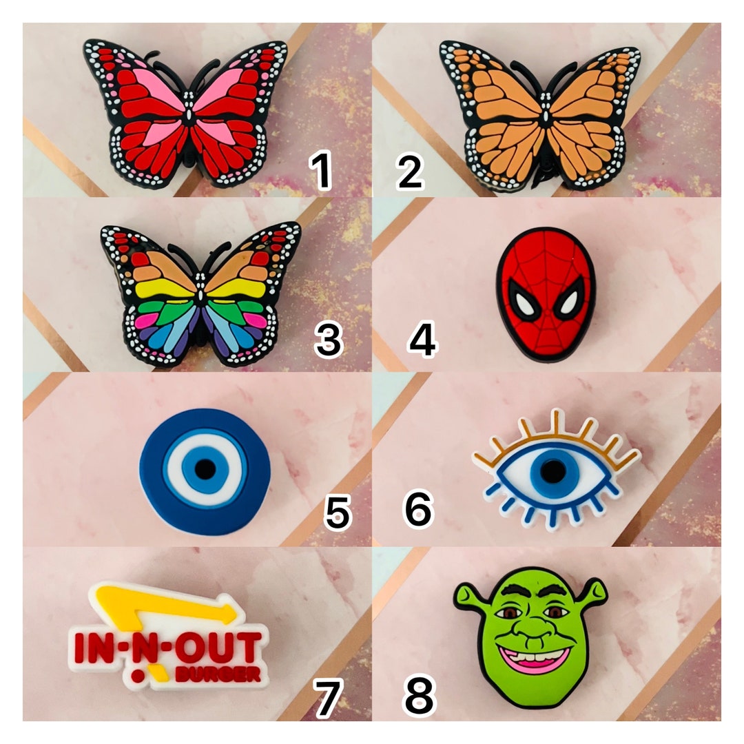 Butterfly Spider-man Shrek in N Out & Evil Eye Croc Charms - Etsy New ...