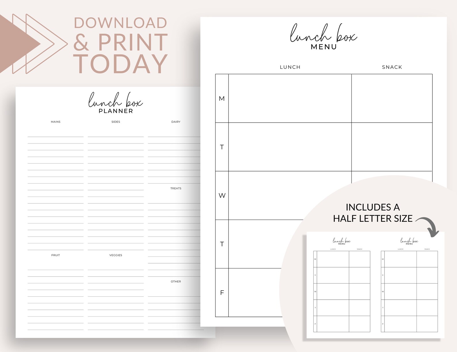 Lunch Box Planner Printable Back to School Lunch Template - Etsy Canada