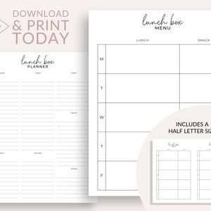 Lunch Box Planner Printable Back to School Lunch Template - Etsy Canada