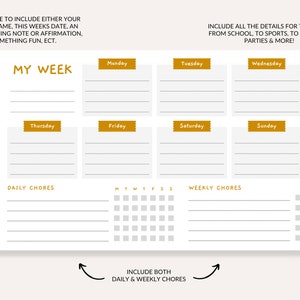Kids Weekly Planner, Weekly Schedule for Kids, Weekly Schedule ...
