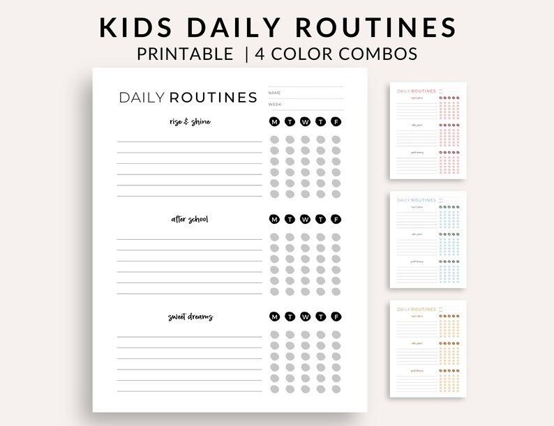 Kids Routine Chart Printable Kids Daily School Checklist - Etsy
