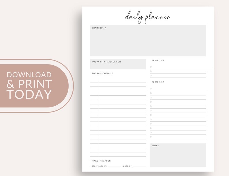 Brain Dump Daily Planner Printable Thought Organizer - Etsy