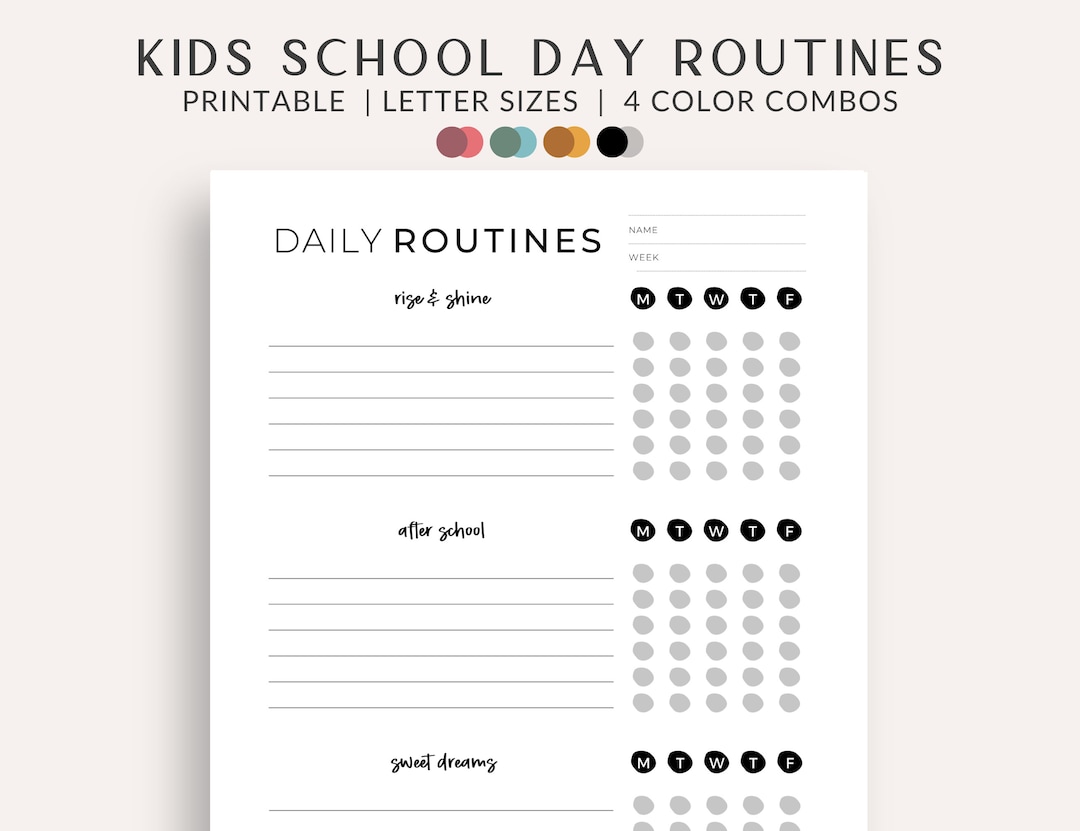 Kids Routine Chart Printable, Kids Daily School Checklist, Kids to Do ...