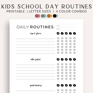 Kids Routine Chart Printable, Kids Daily School Checklist, Kids to Do ...