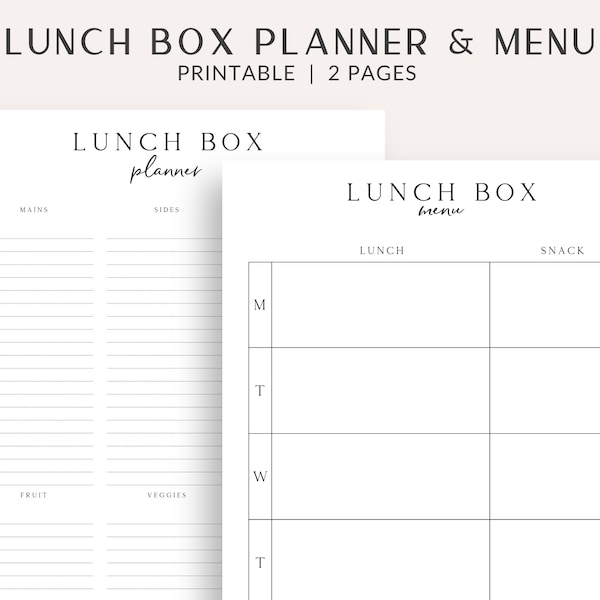 Lunch Menu Template for Kids - Etsy