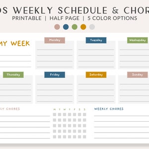 Kids Weekly Planner, Weekly Schedule for Kids, Weekly Schedule ...
