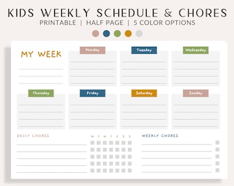 Editable Kids Weekly Planner Home School Kids Schedule Kids - Etsy
