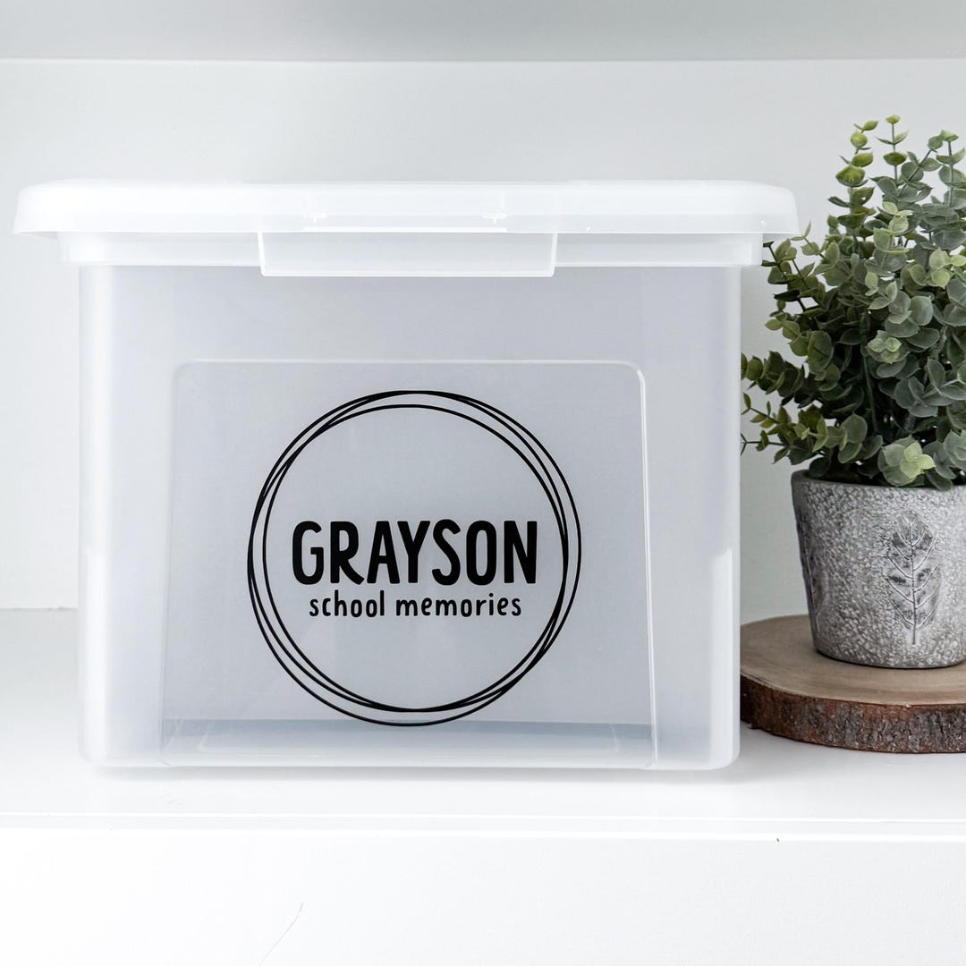 Memory Box, Custom Label, Personalized Decal, School Memory Box, Diy ...
