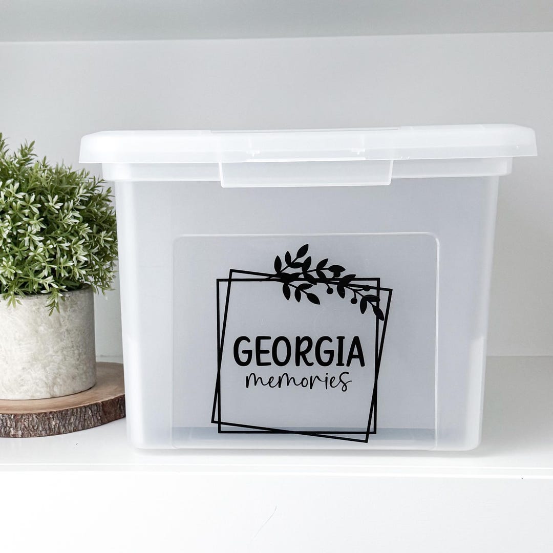 Kids Memory Box Labels, Milestone Tote Label, File Box Name Decal ...