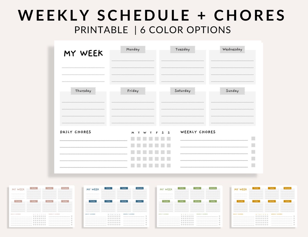 Kids Weekly Planner Weekly Schedule for Kids Weekly Schedule - Etsy