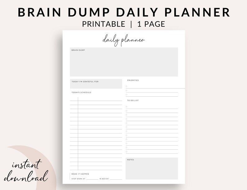 Brain Dump Daily Planner Printable Thought Organizer - Etsy