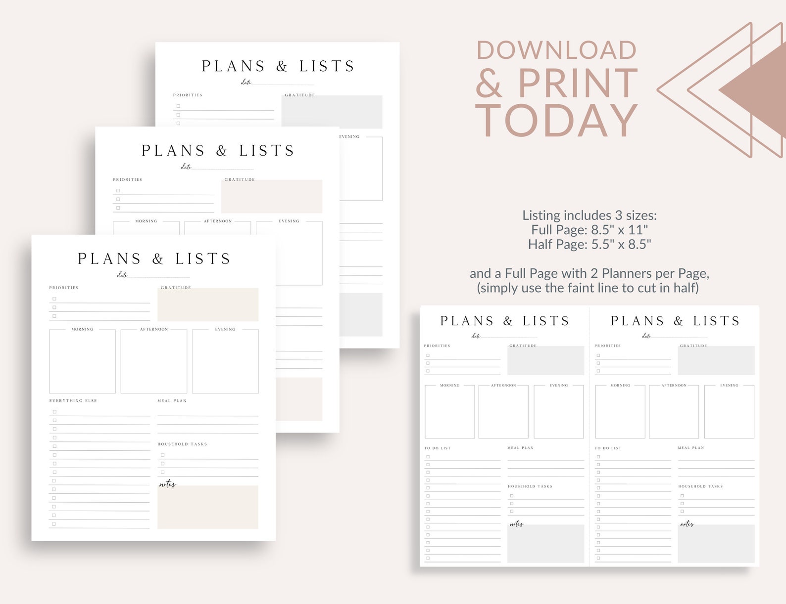 Printable Daily Planner Day Planner Printable Minimalist - Etsy