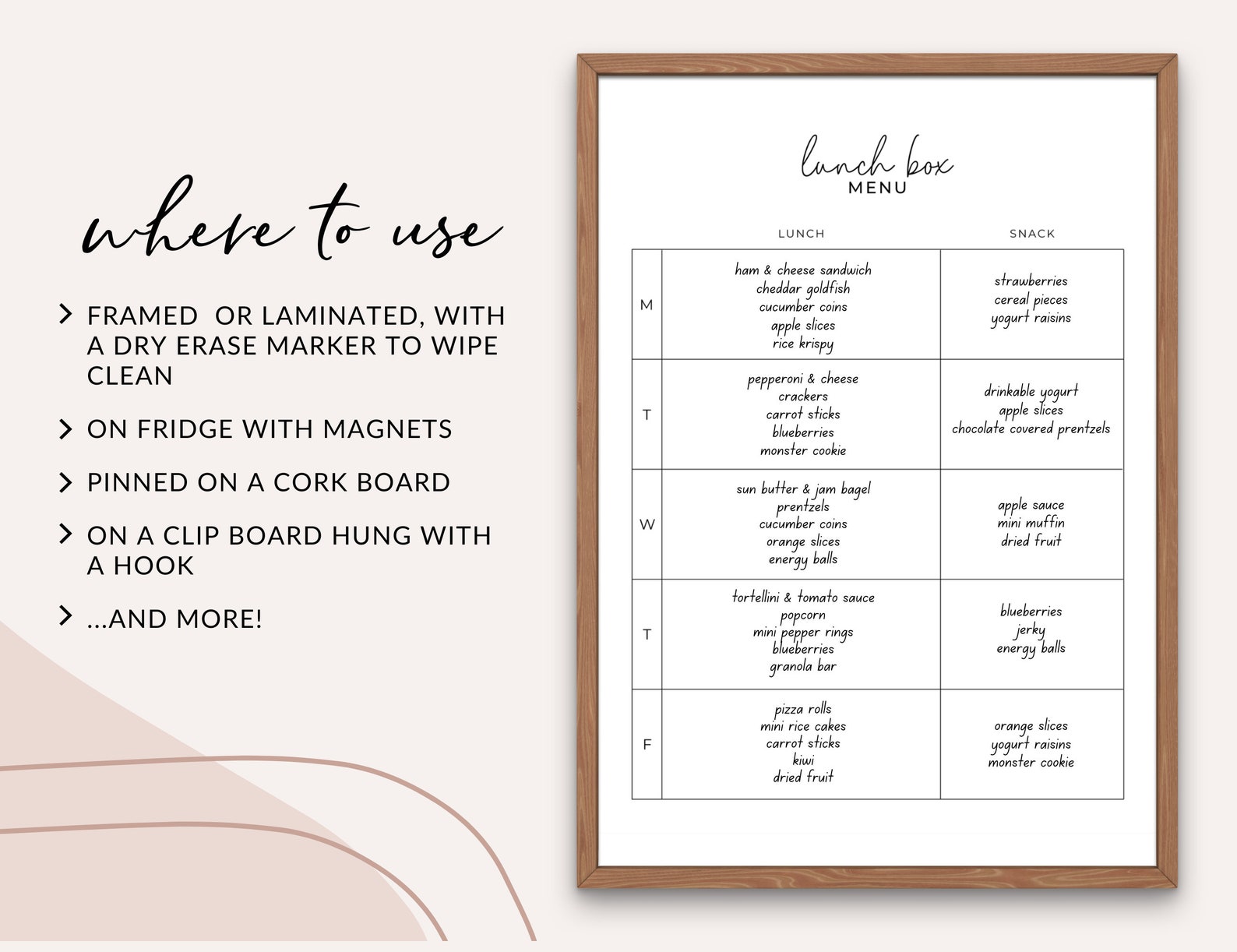 Lunch Box Planner Printable Back to School Lunch Template - Etsy Canada