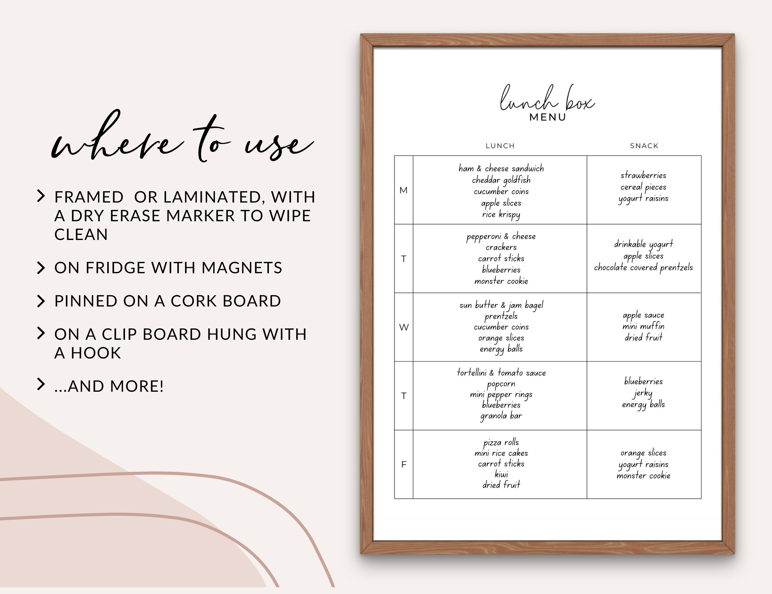 Lunch Box Planner Printable Back to School Lunch Template - Etsy Canada