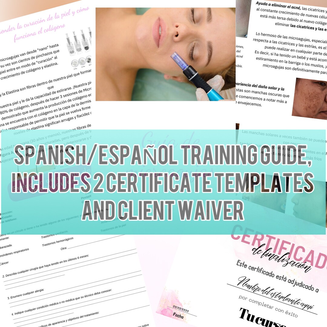 SPANISH Microneedling Guide Certificate and Client Waiver - Etsy