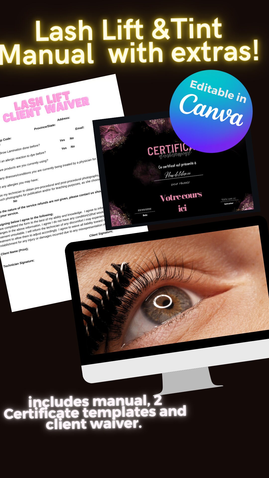Lash Lift and Tint Training Manual Certificates and Client - Etsy UK